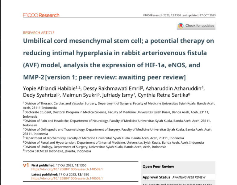 Umbilical cord mesenchymal stem cell; a potential therapy on reducing ...